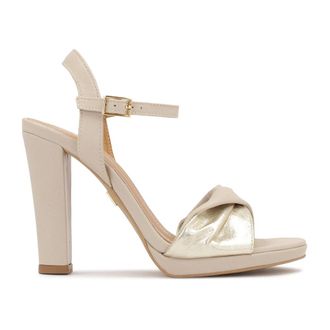 Kazar Beige und goldene Sandalen mit einem breiten Absatz - - Shoes - Damen - Gelb - 37 EU