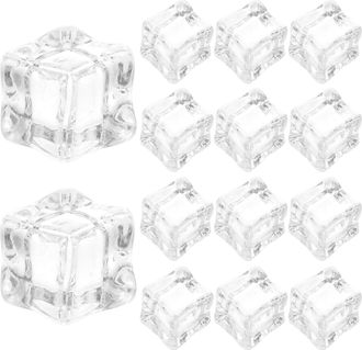 Valiclud K&uuml;nstliche Acryl Eisw&uuml;rfel Transparent 18mm - 130 St&uuml;ck Vasenf&uuml;ller Wiederverwendbare Eisbrocken f&uuml;r Tischdekoration Fotorequisiten und Partydeko