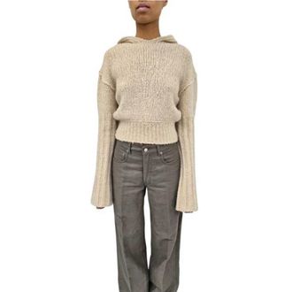 Rick Owens Pullover Cropped Hoodie - - Knitwear - Damen - Beige - M