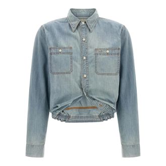 R13 Wickel-Denim-Shirt aus Baumwolle - - Blouses & Shirts - Damen - Blau - M