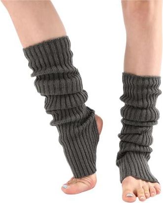 Generic Jambi&egrave;res pour homme et femme en tricot c&ocirc;tel&eacute; ann&eacute;es 80 pour danse, sport, chaussettes chauffantes, ski, gris fonc&eacute;, taille unique