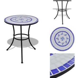 vidaXL Vidaxl - Table de bistro Bleu et blanc 60 cm Mosa&iuml;que - Table De Jardin - Table Bistrot - Table Mosa&iuml;que - Table Ext&eacute;rieure - Mobilier De Jardin