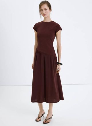 Mango Robe midi asym&eacute;trique bordeaux - Femme - XXS - MANGO