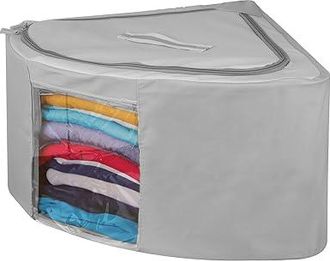 KASANOVA 1 Eckschrankbox 63x28x48 cm, 2 Reißverschlüsse, Grau, Polyester Eisen MDF-Faserplatte PVC-Kunststoff, gray