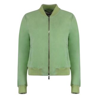 Moorer Wildlederjacke mit Rei&szlig;verschlusstaschen - - Jackets - Damen - Gr&uuml;n - S