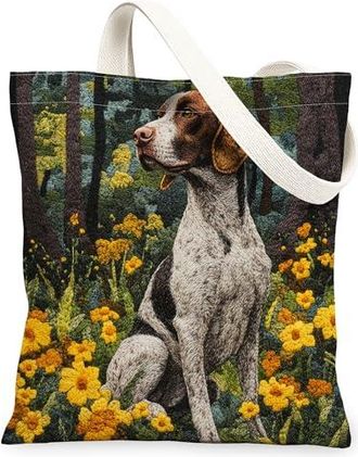 Generic Sac fourre-tout en toile &agrave; poils courts pour faire du shopping, 33 x 38,1 cm, style tricot&eacute;, sac d&eacute;picerie r&eacute;utilisable pour femme, peinture esth&eacute;tiqu