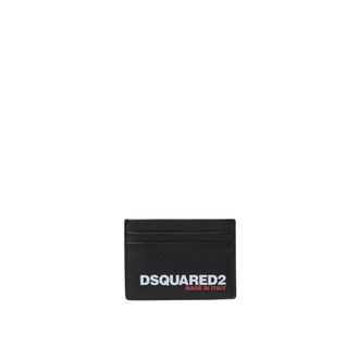 Dsquared2 Homme, Accessoires, Noir, Taille: ONE Size Porte-cartes en cuir noir avec logo