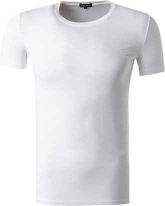 Ermenegildo Zegna Herren T-Shirt weiß Viskose/Modal unifarben