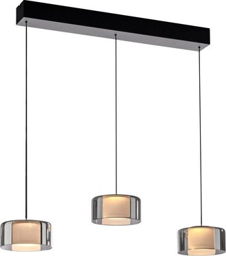 Paul Neuhaus LED-Pendelleuchte - 66 x 180 cm - 3-flammig - Rauchfarben - Schwarz - Metall - Glas - dimmbar