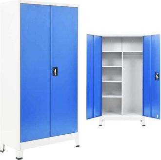 vidaXL Schließfachschrank 2 Türen Metall 90x40x180 cm Grau und Blau vidaXL