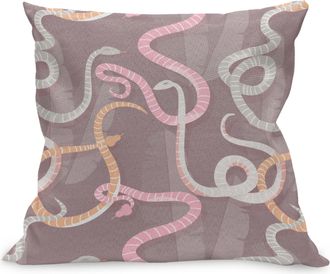 Abakuhaus Schlange Kissenbezug, Kontinuierliche Wald Reptilien- amazonischen Fauna in Pastelltönen, Kissenhülle mit Reißverschluss Beidseitiger Druck, 40 x 40 c
