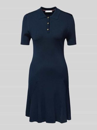 Tommy Hilfiger Knielanges Polokleid in Ripp-Optik