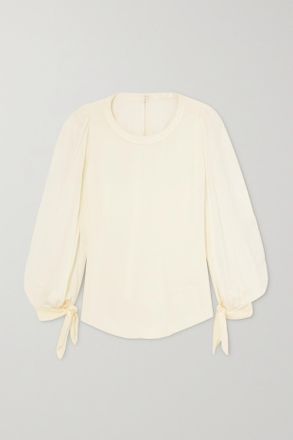 Chlo&eacute; Haut En Cr&ecirc;pe De Chine De Soie - Blanc cass&eacute;