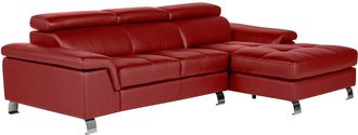 Vente-Unique Ecksofa Leder - Ecke Rechts - Rot - Mishima