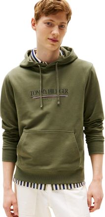 Tommy Hilfiger Herren Hoodie Brand Love aus Baumwolle, Gr&uuml;n (Battle Green), XL