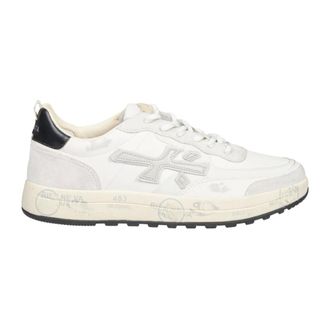 Premiata Homme, Chaussures, Blanc, Taille: 44 EU Baskets Vintage Blanches avec Patch Noir