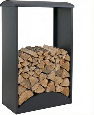 Mendler Brennholzlager HWC-P77, Kamin-/Feuerholzregal Holzlager Holzunterstand Outdoor Metall 160x98x50cm - anthrazit