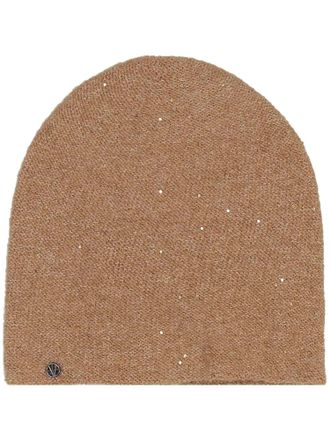 Loevenich Beanie | Schlichte Mütze mit Glitzer | OneSize | Damen | Modisches Accessoire für jeden Anlass Camel