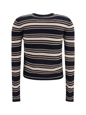 Max Mara Womens Striped Silk And Wool Cardigan Blu Multicolor Silk; Ovis Aries Sweater