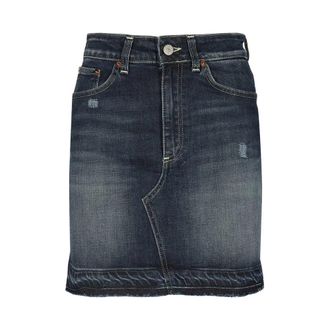Dondup Denimrock mit Lederlogo-Etikett - - Skirts - Damen - Blau - W25