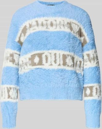 Oui Regular Fit Pullover in Strick-Optik mit Logo-Stitching