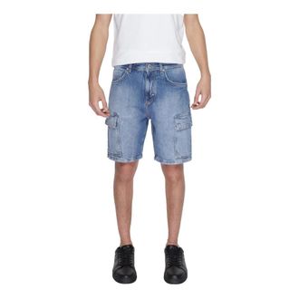 Antony Morato Blaue abgenutzte Baumwollshorts - - Shorts - Herren - Blau - W30