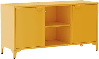 Oviala Buffet moderne 2 portes L120 cm en métal jaune