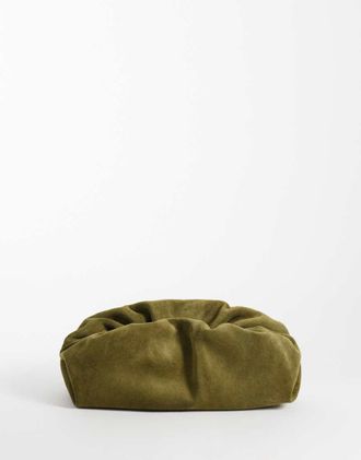 Asos Premium pochette nuage en daim olive-Vert