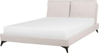 Beliani Polsterbett Beige 160 x 200 cm Chenillegewebe Leinenoptik Mit Lattenrost Elegant Modern