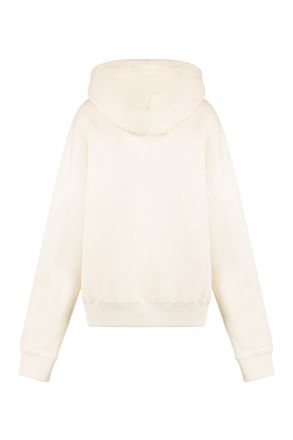 Jil Sander Womens Ribbed Cotton Hoodie Cream Hoodies