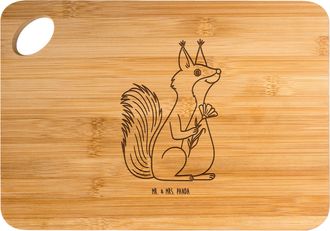Mr. & Mrs. Panda Bambus - Schneidebrett Eichh&ouml;rnchen Blume - Geschenk, Spruch positiv, Tiere, Holzbrett K&uuml;che, Spruch Deko, lustige Spr&uuml;che