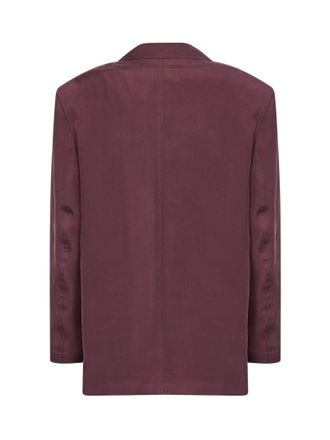 Saint Laurent Womens Blazer Bordeaux Silk Jacket