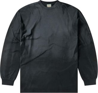 Aries Homme, Tops, Noir, Taille: M Sprayed Column LS Tee