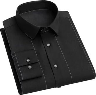 Generic Chemise d&eacute;contract&eacute;e &agrave; manches longues &eacute;lastique pour homme, coupe ajust&eacute;e, boutonn&eacute;e, chemise de bureau formelle, 1008-BL-2, XXL