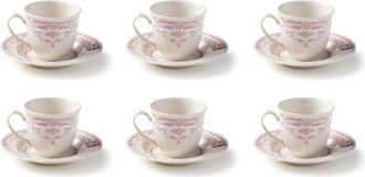 BITOSSI HOME Set of 6 Pcs. - Tea Cup with Saucer Rose Pink