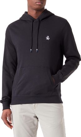Original Penguin Herren L/S Sticker Pete Pullover Fleece Hoodie Kapuzenpullover, True Black, XXL