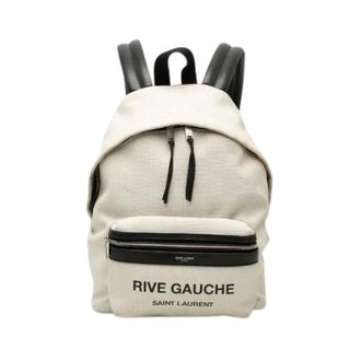 Saint Laurent Pre-owned Rive Gauche sac &agrave; dos en lin et cuir - Femme - Pre-owned - Blanc - Taille: ONE Size