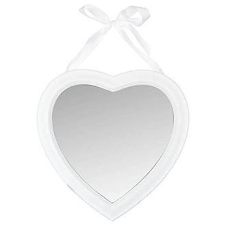 Atmosphera Atmosphera - Miroir Coeur - Bois et Ruban - 40x40 cm - Blanc