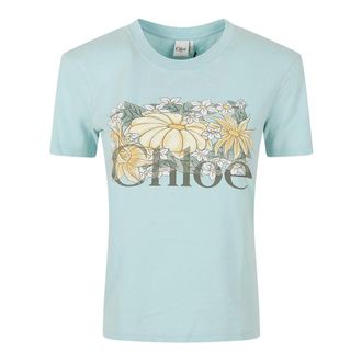 Chlo&eacute; Femme, Tops, Bleu, Taille: 36 FR T-shirt logo coupe b&eacute;b&eacute;