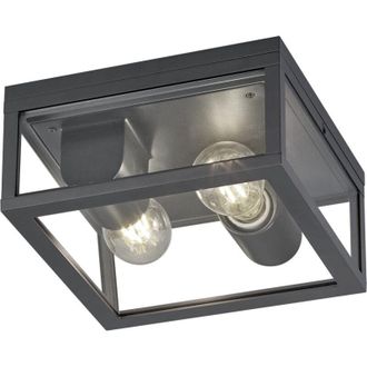 Trio Leuchten Plafonnier dext&Eacute;rieur garonne double lampe fonte daluminium anthracite et verre transparent ip44 24x24cm 601860242