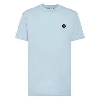 Philipp Plein T-Shirt Rundhals Totenkopf & Knochen - - Tops - Herren - Blau - S