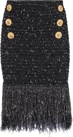Balmain Fringed Lurex Tweed Rock - - Skirts - Damen - Schwarzk - 2XS