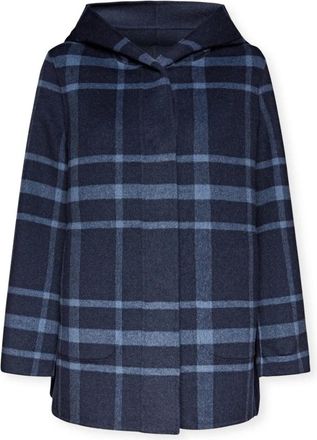 Elena Miro Femme, Manteaux, Bleu, Taille: 46 FR Manteau casual à motif à carreaux
