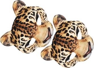 SOLUSTRE 2 Stück Gelbe Leoparden Maske Halbgesicht Tiergesichts Masquerade Masken Leicht Atmungsaktiv Für Halloween Karneval Cosplay Party Bühnenaufführung