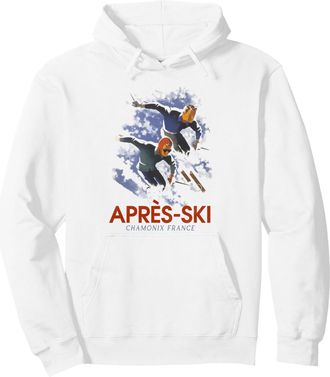 Trendy Apparel Apres-Ski Chamonix France Vintage Art Skiing Pullover Hoodie