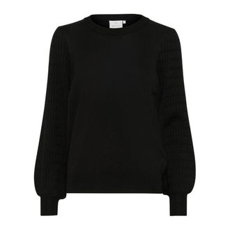 Kaffe Femme, Pulls, Noir, Taille: 46 FR Pull en Tricot Noir Profond