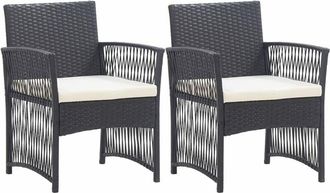 vidaXL Fauteuils de jardin avec coussins lot de 2 Noir R&eacute;sine tress&eacute;e vidaXL