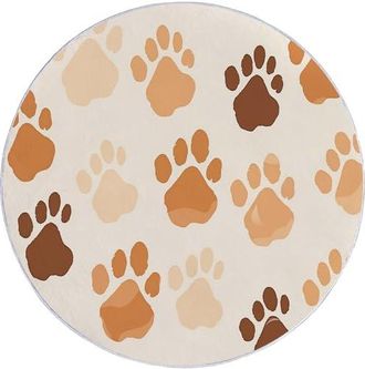 Generic Tapis Rond Salon, Empreintes de Pattes danimaux de Compagnie Tapis de Sol D&eacute;coration Antid&eacute;rapant 180 cm (Round) Tapis de Sol D&eacute;coration Antid&eacute;rapant 