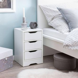 Loftscape home24 Nachtkommode Doris II 31 x 49 x 31cm 3 Weiß/Weiß