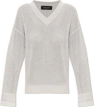 Fabiana Filippi Femme, Pulls, Beige, Taille: 36 FR Pull &agrave; col en V &agrave; manches longues